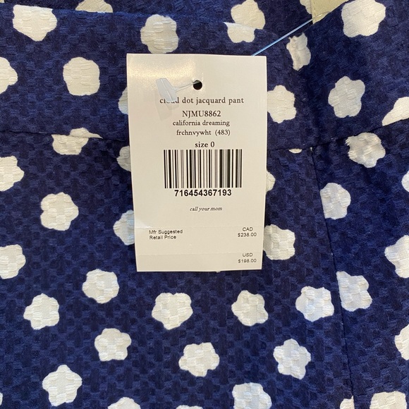 kate spade | Pants & Jumpsuits | Kate Spade Cloud Dot Jacquard Crop ...